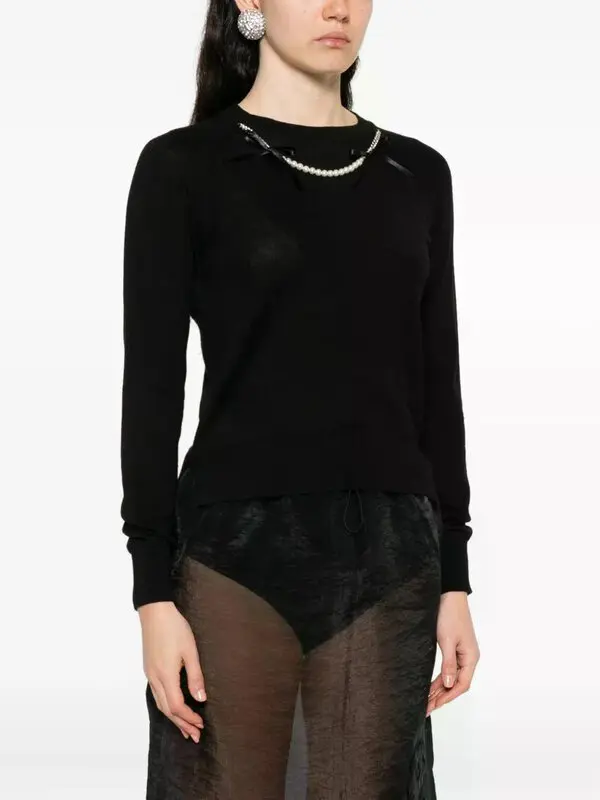 Simone Rocha Pearl Embellished Crew Neck Sweater - Black