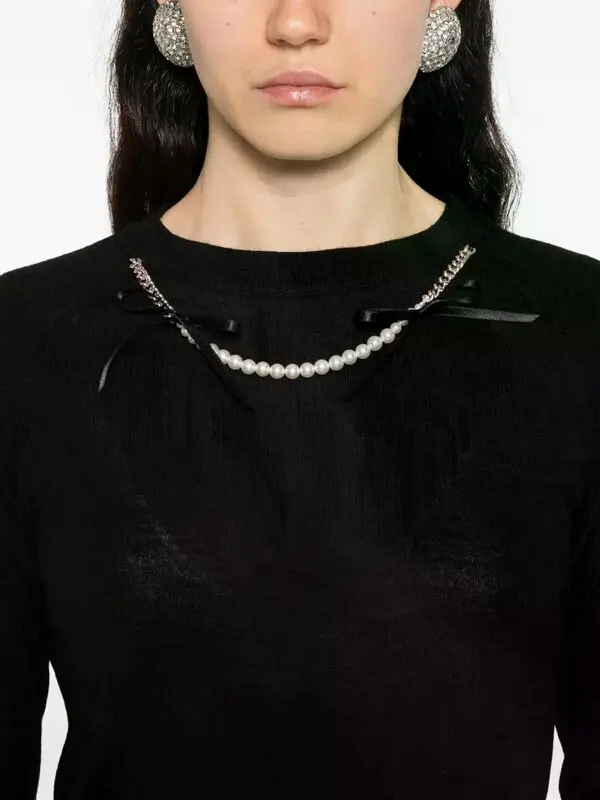 Simone Rocha Pearl Embellished Crew Neck Sweater - Black