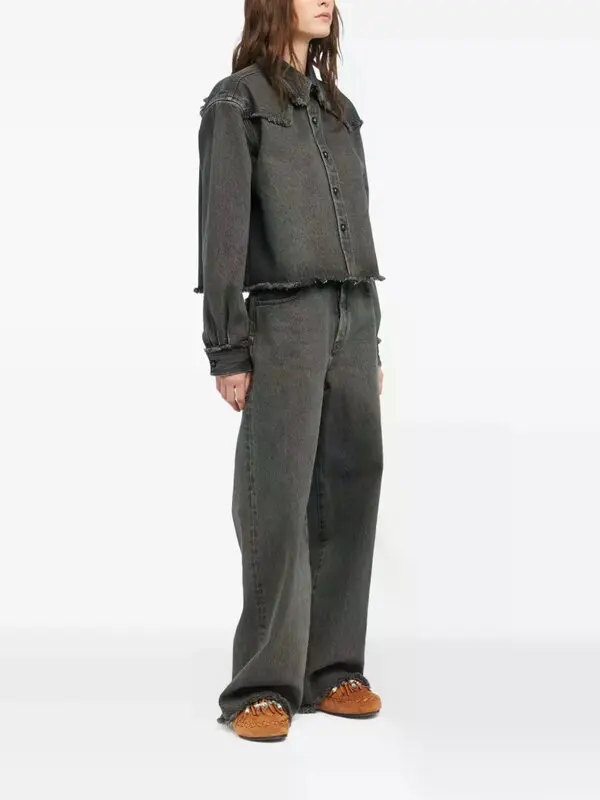 Alanui Frayed-hem Denim Shirt - Grey
