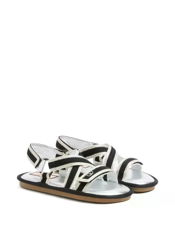 Valentino Garavani Two-tone V-logo Sandals - Silver