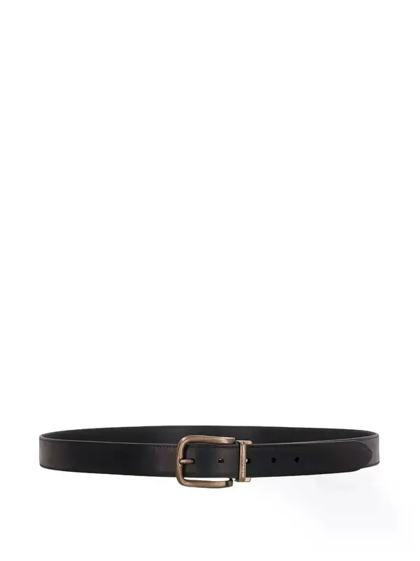 Dolce & Gabbana Leather Belt With Rectangular Buckle - Black