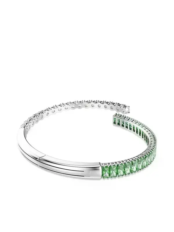 SWAROVSKI Matrix Emerald And Crystal Open Cuff Bracelet - Silver