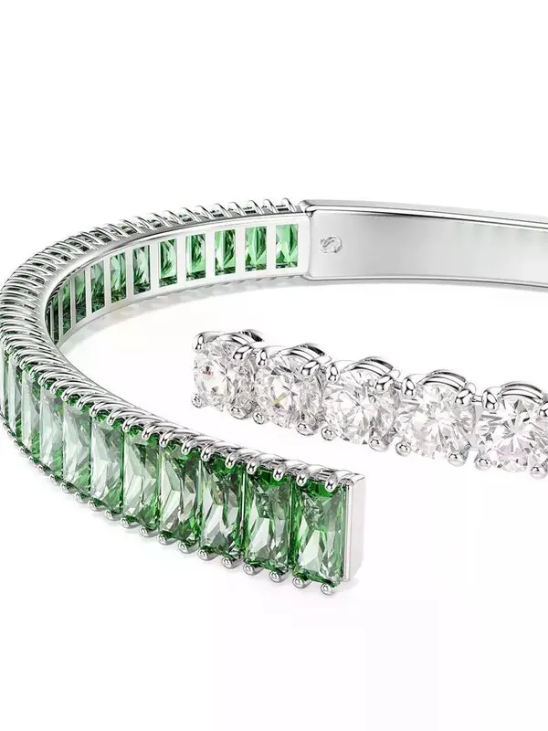 SWAROVSKI Matrix Emerald And Crystal Open Cuff Bracelet - Silver