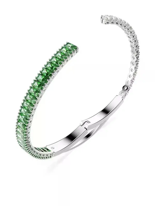 SWAROVSKI Matrix Emerald And Crystal Open Cuff Bracelet - Silver