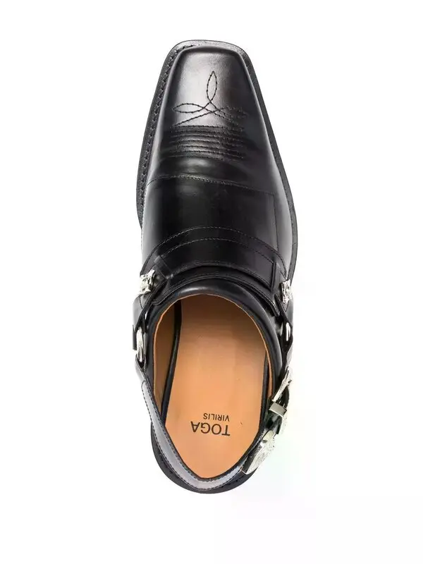 TOGA VIRILIS Leather Slingback Loafers With Silver-tone Hardware
