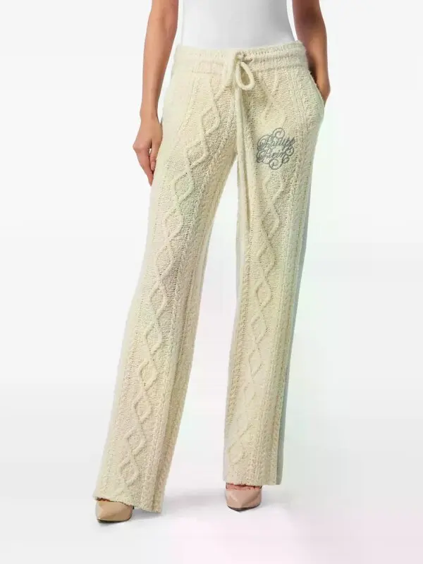 Philipp Plein Knitted Straight-leg Trousers With Embroidered Logo