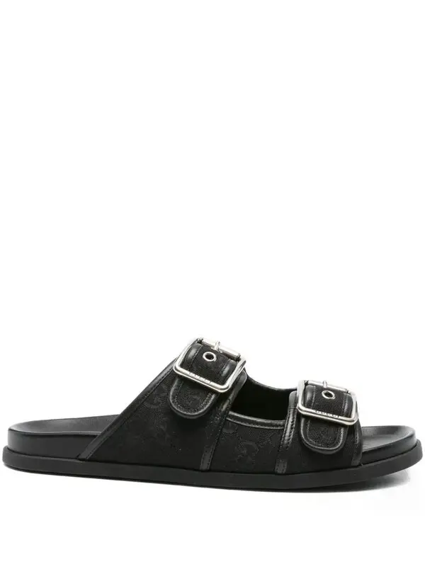 Gucci Double-buckle Leather Sandals - Black