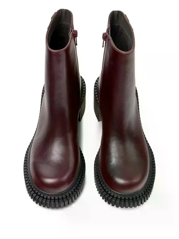 Camper 70mm Block Heel Zip-fastening Leather Ankle Boots - Red