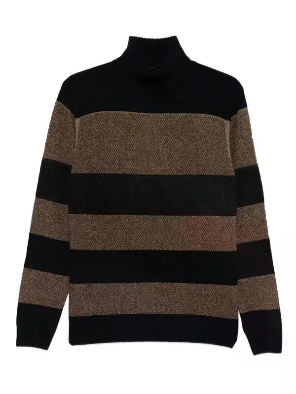 BARBA NAPOLI Striped Wool Turtleneck Sweater - Blue