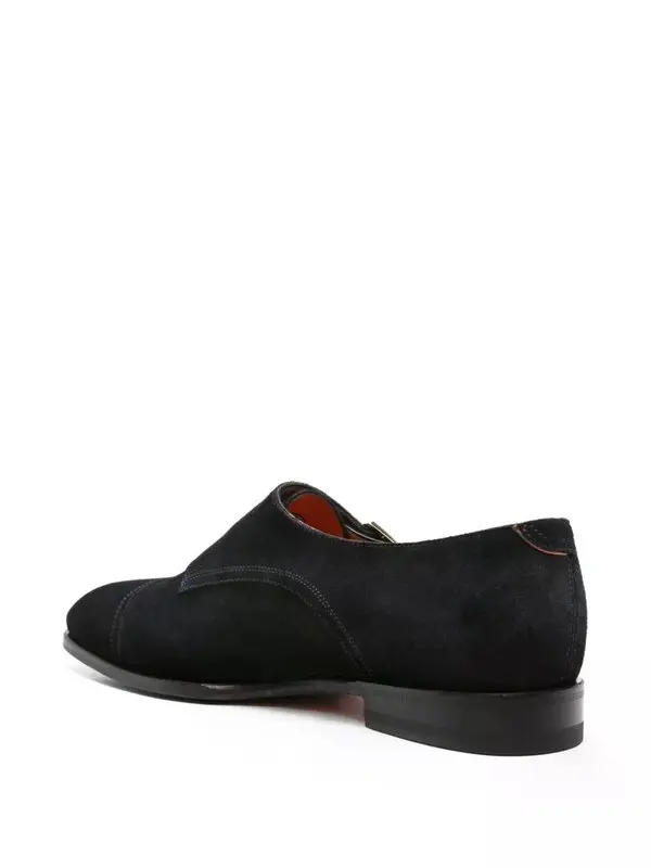 Santoni Double-buckle Suede Monk Shoes