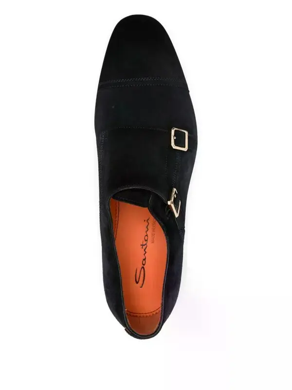 Santoni Double-buckle Suede Monk Shoes