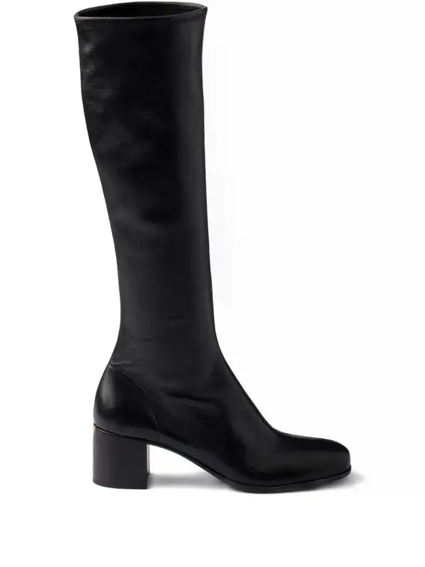 Prada 55mm Nappa Leather Zip Up Boots - Black