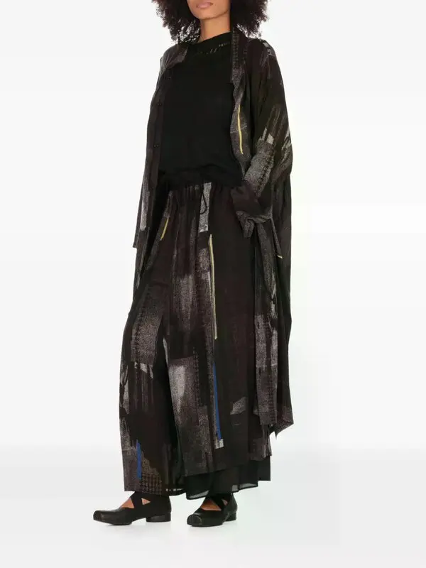 Y’s Abstract Print Draped Skirt