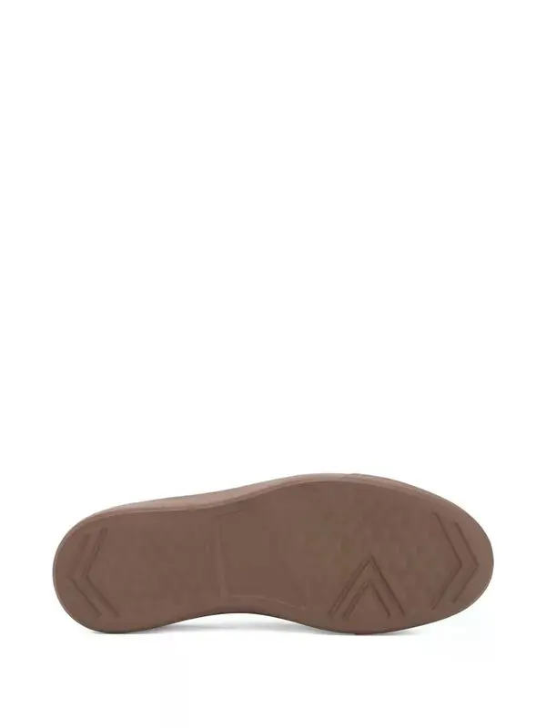 CALCE Perforated Detail Leather Lace-up Sneakers - Brown