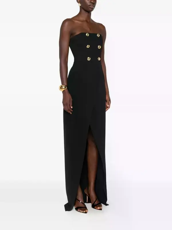 Elisabetta Franchi Button-detailed Strapless Dress