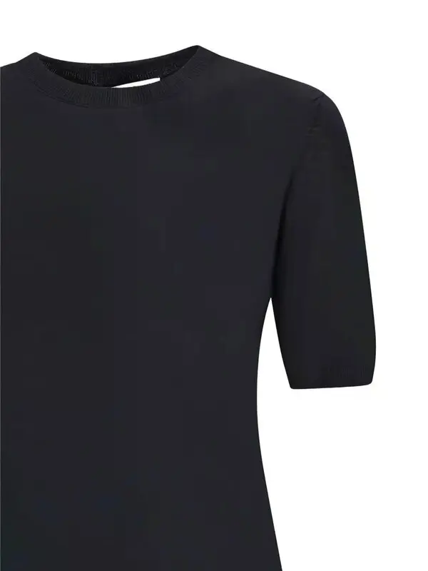 Max Mara Round Neck Short Sleeve Knit Top - Black