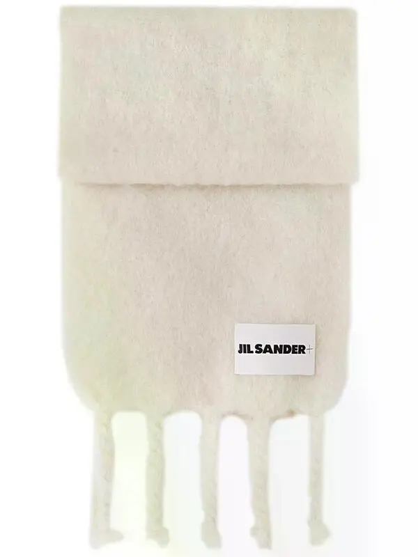 JIL SANDER Logo-patch Chunky-knit Scarf - Neutrals