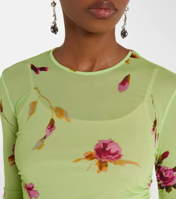 Blumarine Floral Jersey Maxi Dress - Green