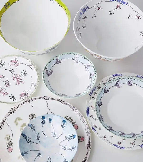 SERAX Midnight Flowers Anemone Milk Set Of 2 Starter Plates Marni