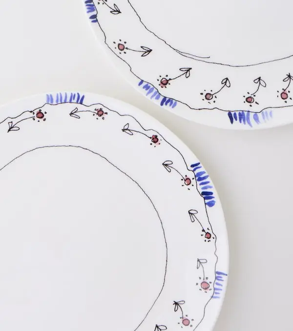 SERAX Midnight Flowers Anemone Milk Set Of 2 Starter Plates Marni