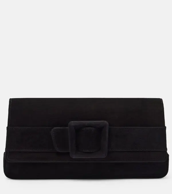 Manolo Blahnik Maygot Suede Clutch - Black