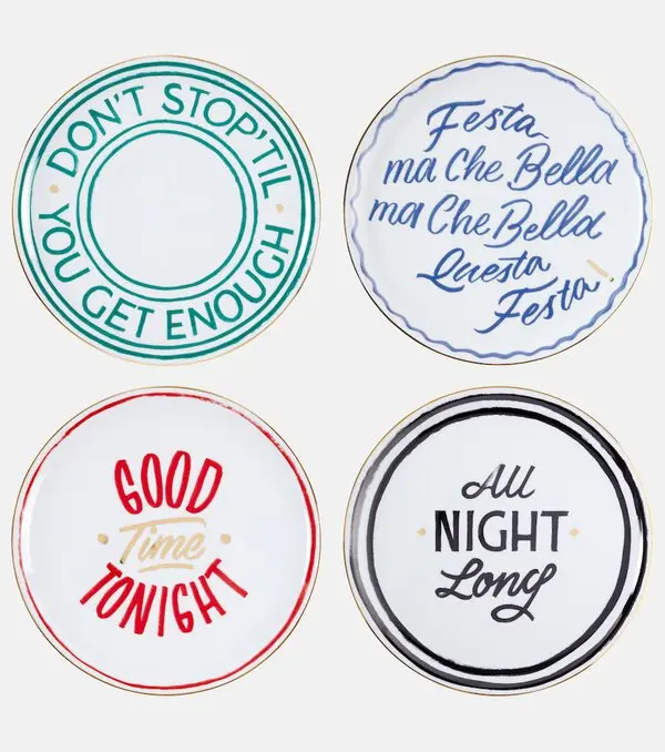 BITOSSI The Club Set Of 4 Pizza Plates - Multicoloured