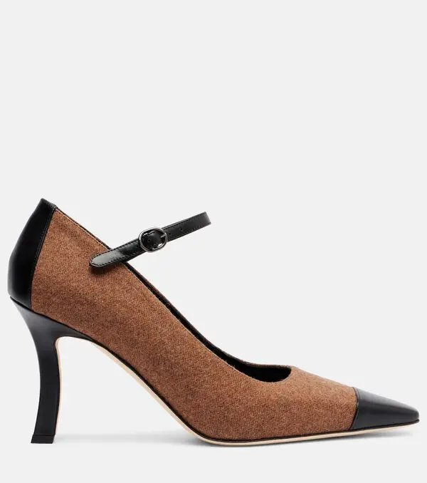 Manolo Blahnik Semele 90 Leather-trimmed Tweed Pumps