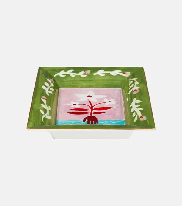 BITOSSI Fiori Bianchi Porcelain Tray - Multicoloured