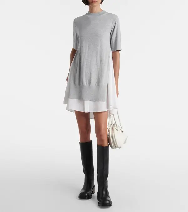 Sacai Layered Cotton Mini Dress