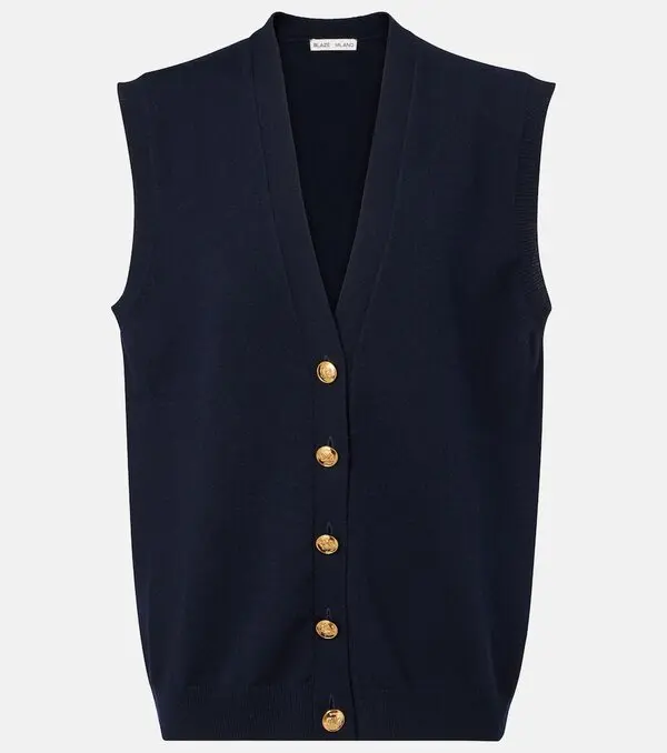 BLAZÉ MILANO Highland Wool And Cashmere Vest - Blue