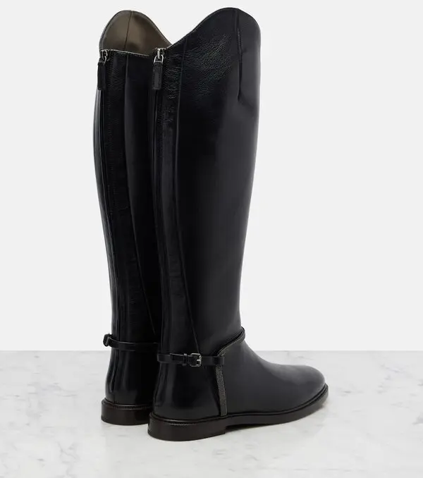 Brunello Cucinelli Monili Leather Knee-high Boots