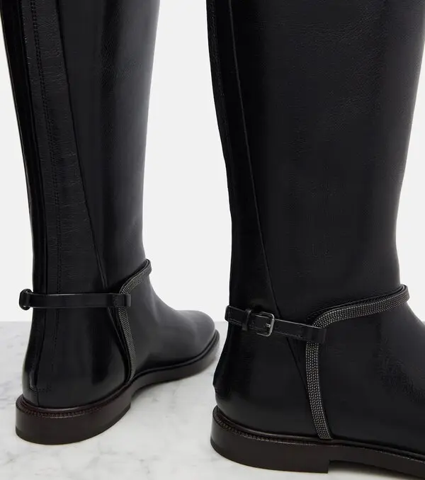 Brunello Cucinelli Monili Leather Knee-high Boots