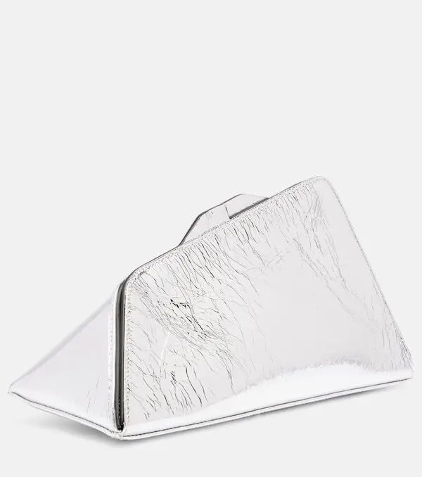 Attico Oversized Leather Clutch - Silver