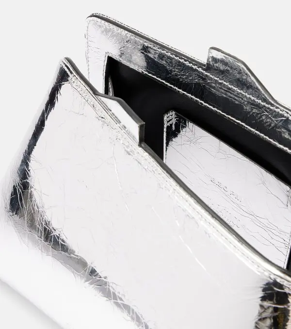 Attico Oversized Leather Clutch - Silver