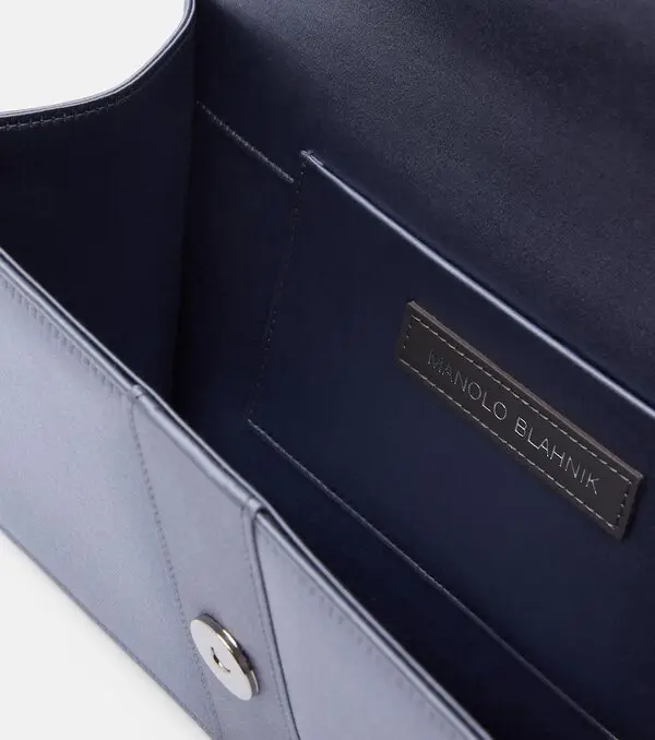 Manolo Blahnik Capri Embellished Satin Clutch - Blue