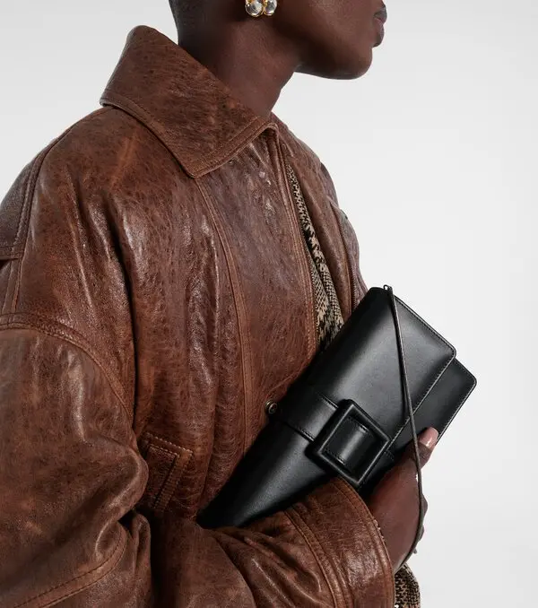 Manolo Blahnik Maygot Leather Clutch