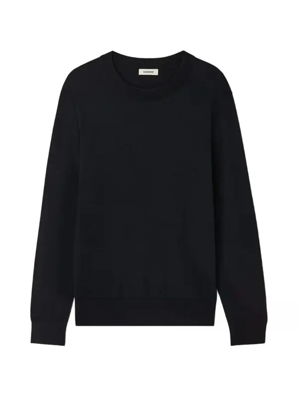 Sandro Fine Knit Crew Neck Sweater - Black