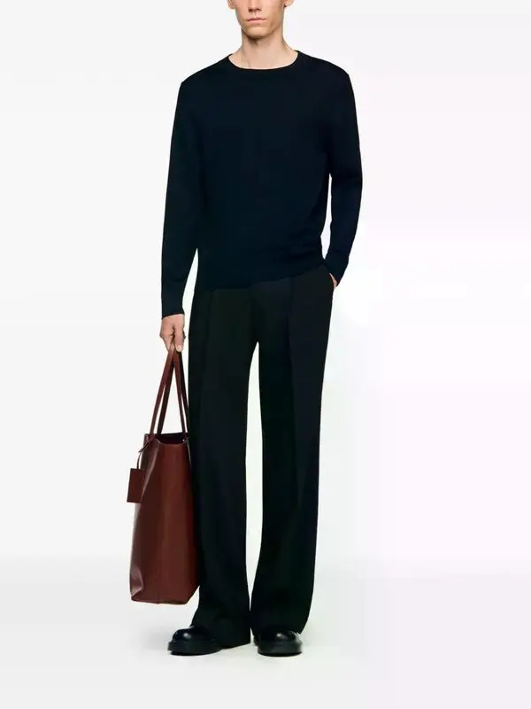 Sandro Fine Knit Crew Neck Sweater - Black
