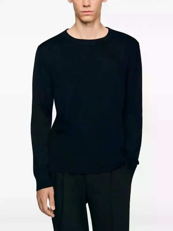 Sandro Fine Knit Crew Neck Sweater - Black