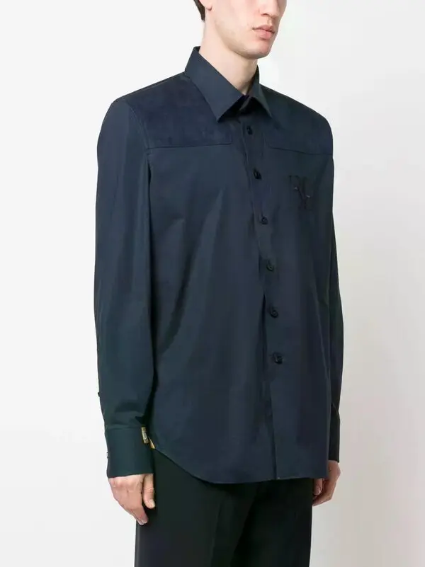 BILLIONAIRE Suede-panel Cotton Shirt