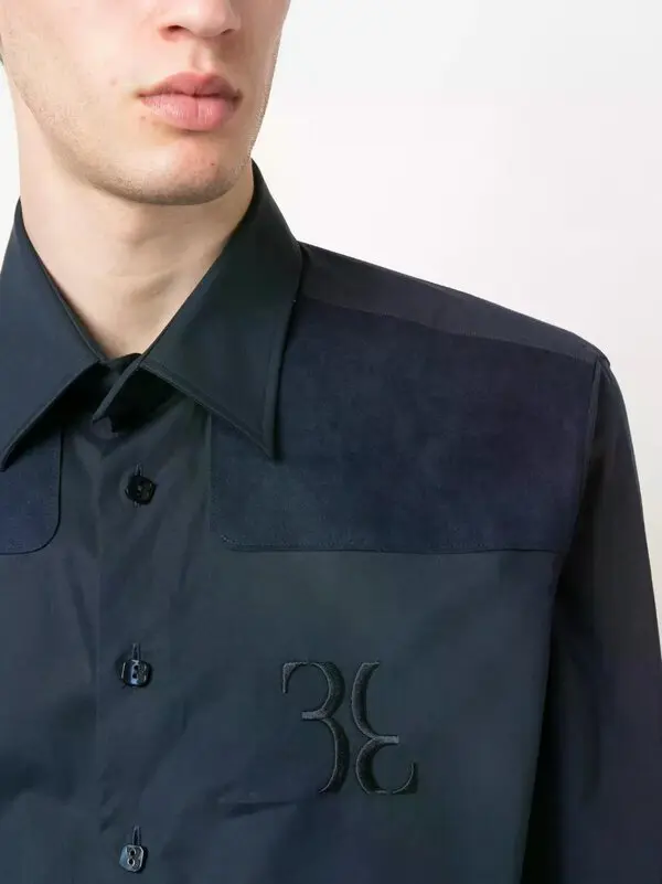 BILLIONAIRE Suede-panel Cotton Shirt