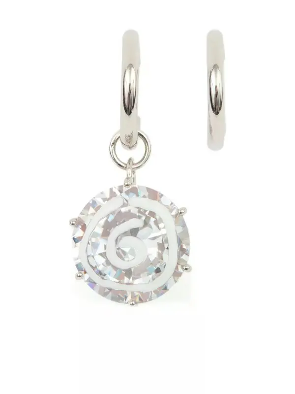 MAISON MARGIELA Tone Hoop Earrings With Pendant - Silver
