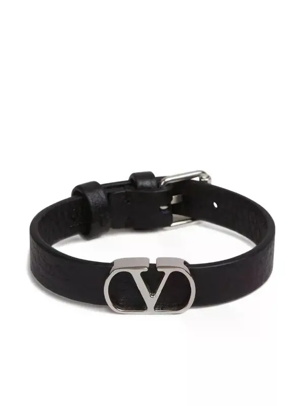Valentino Garavani Vlogo Signature Leather Bracelet - Black