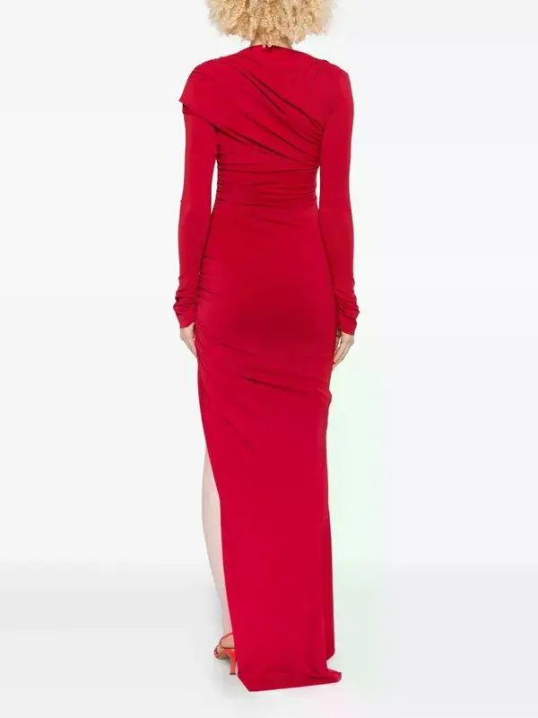 Amen One-shoulder Long-sleeve Maxi Dress