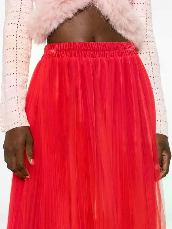 STYLAND Pleated Tulle Midi Skirt