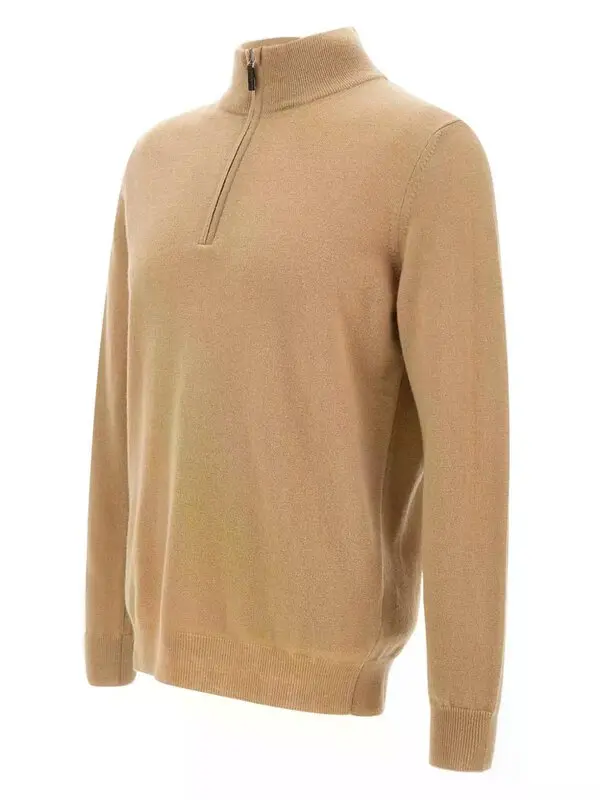 KANGRA Half-zip High-neck Wool Sweater - Neutrals