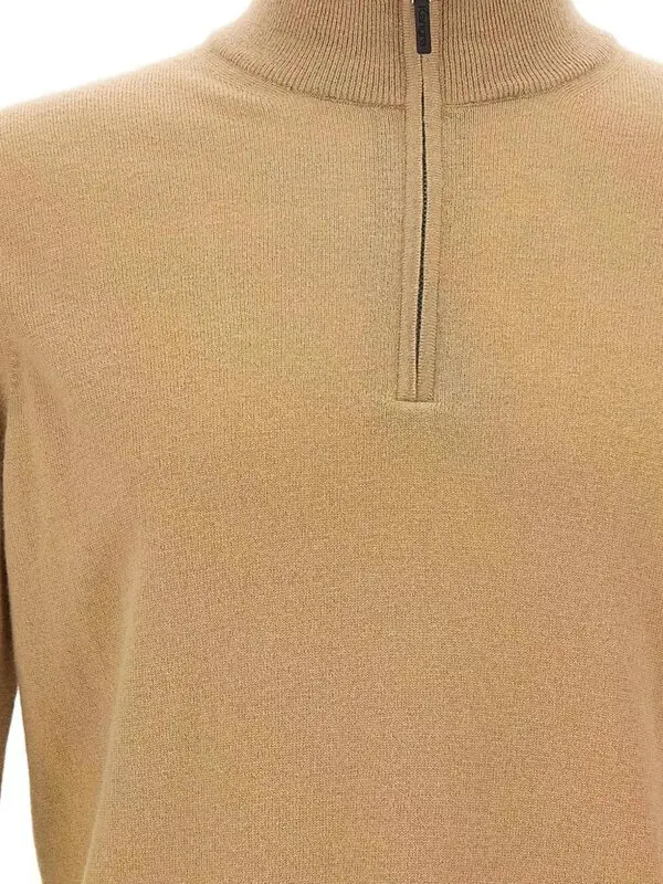 KANGRA Half-zip High-neck Wool Sweater - Neutrals