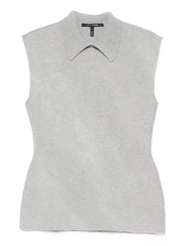 Sofie D'hoore Sleeveless Collared Wool Top - Grey