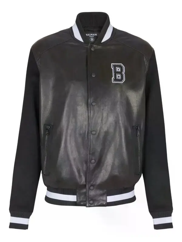 Balmain Varsity Leather Bomber Jacket