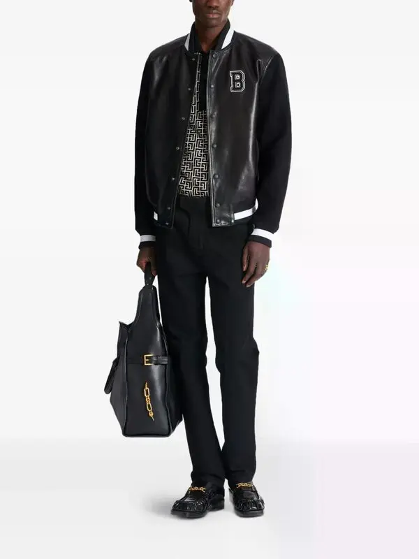 Balmain Varsity Leather Bomber Jacket